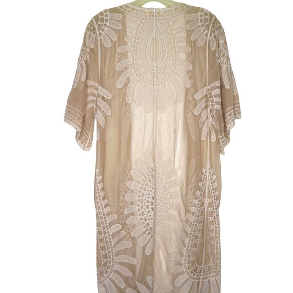 Rebellion | Swim | Rebellion Long Tan Cover Up Kimono Duster With White ...
